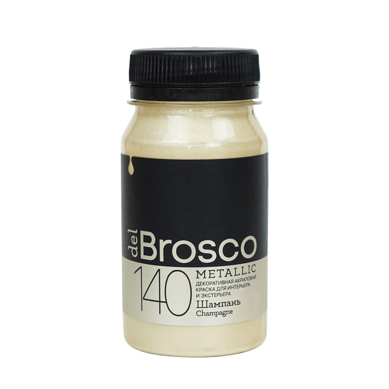 Шампань, краска интерьерная акриловая del Brosco Metallic, банка 100 мл